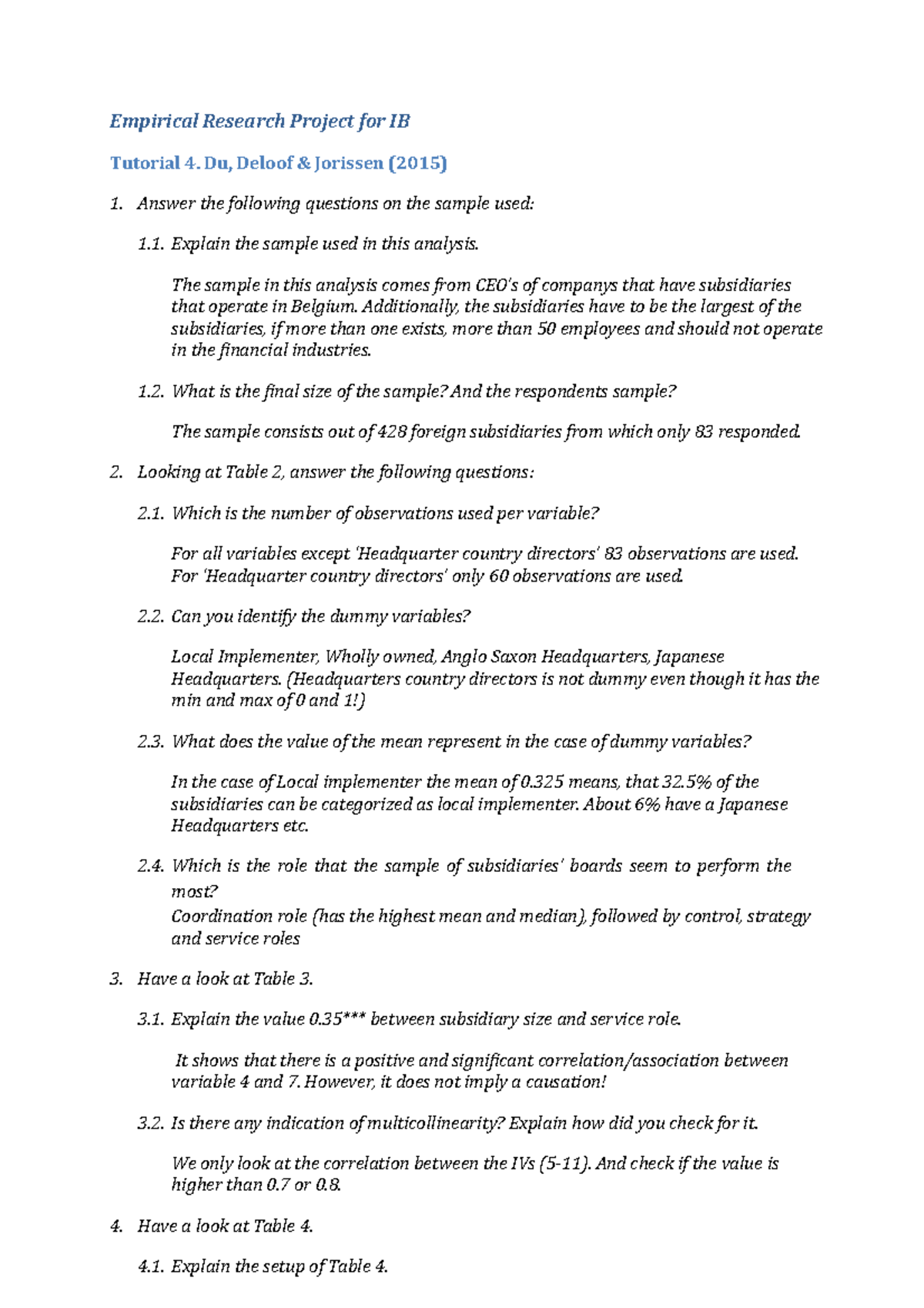 Tutorial 4. Empirical Research Project for IB - Empirical Research Project for IB Tutorial 4. Du ...