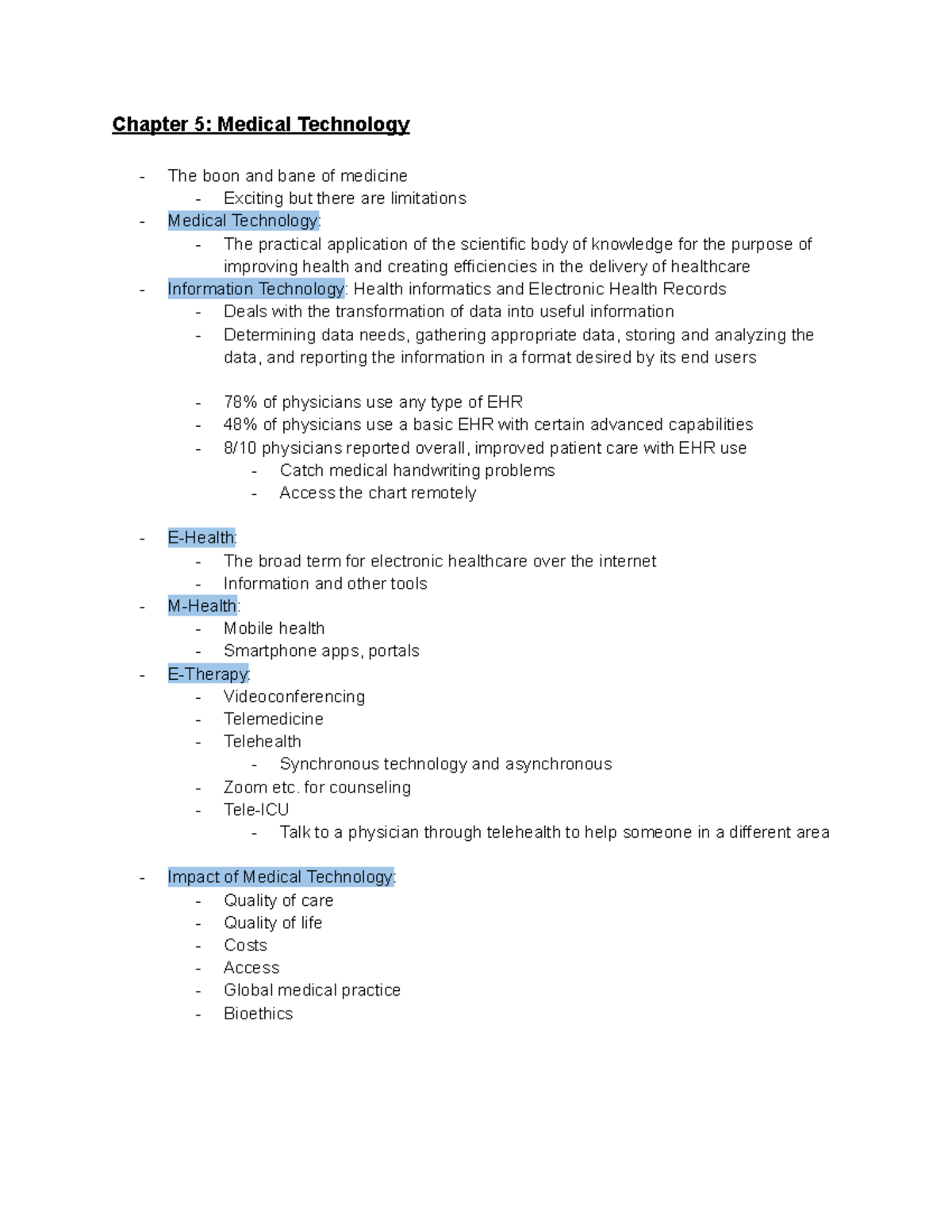 Chapter 5 USGH - Dr. Howley - Chapter 5: Medical Technology The boon ...