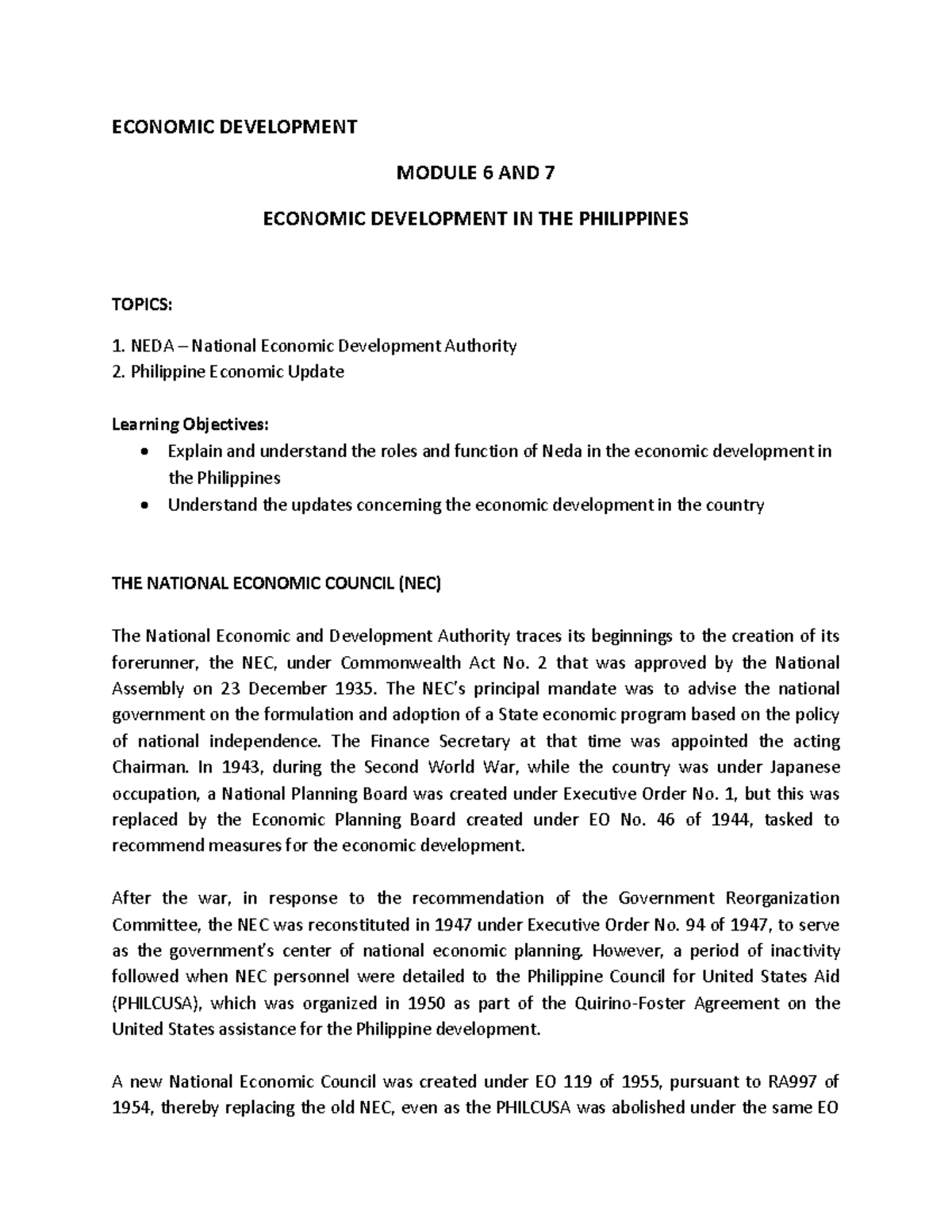 Ecodev-Module-67 - Ako lang to HAHAHHAHAHAHGA - ECONOMIC DEVELOPMENT ...