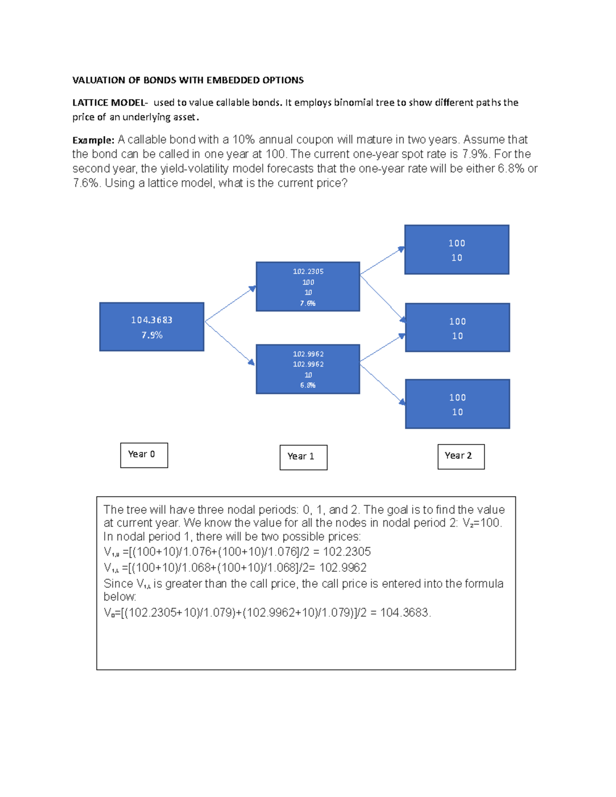 Lattice-Model Sample Computations and Concept - VALUATION OF BONDS WITH EMBEDDED OPTIONS LATTICE ...