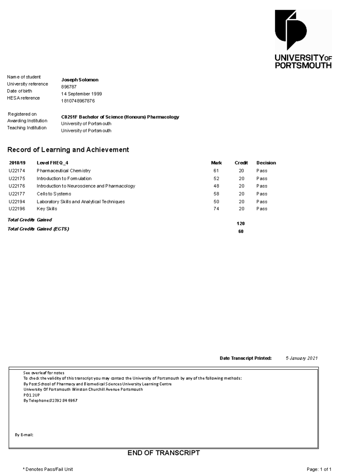 Level 4 896787-converted - By E-mail: See overleaf for notes To check ...