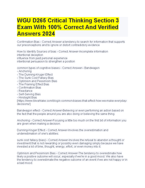 D265 - WGU - Critical Thinking - Reason and Evidence - WGU D265 ...