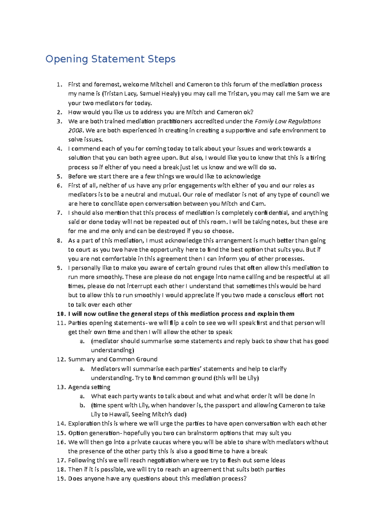 Opening Statement Steps - Opening Statement Steps First and foremost ...