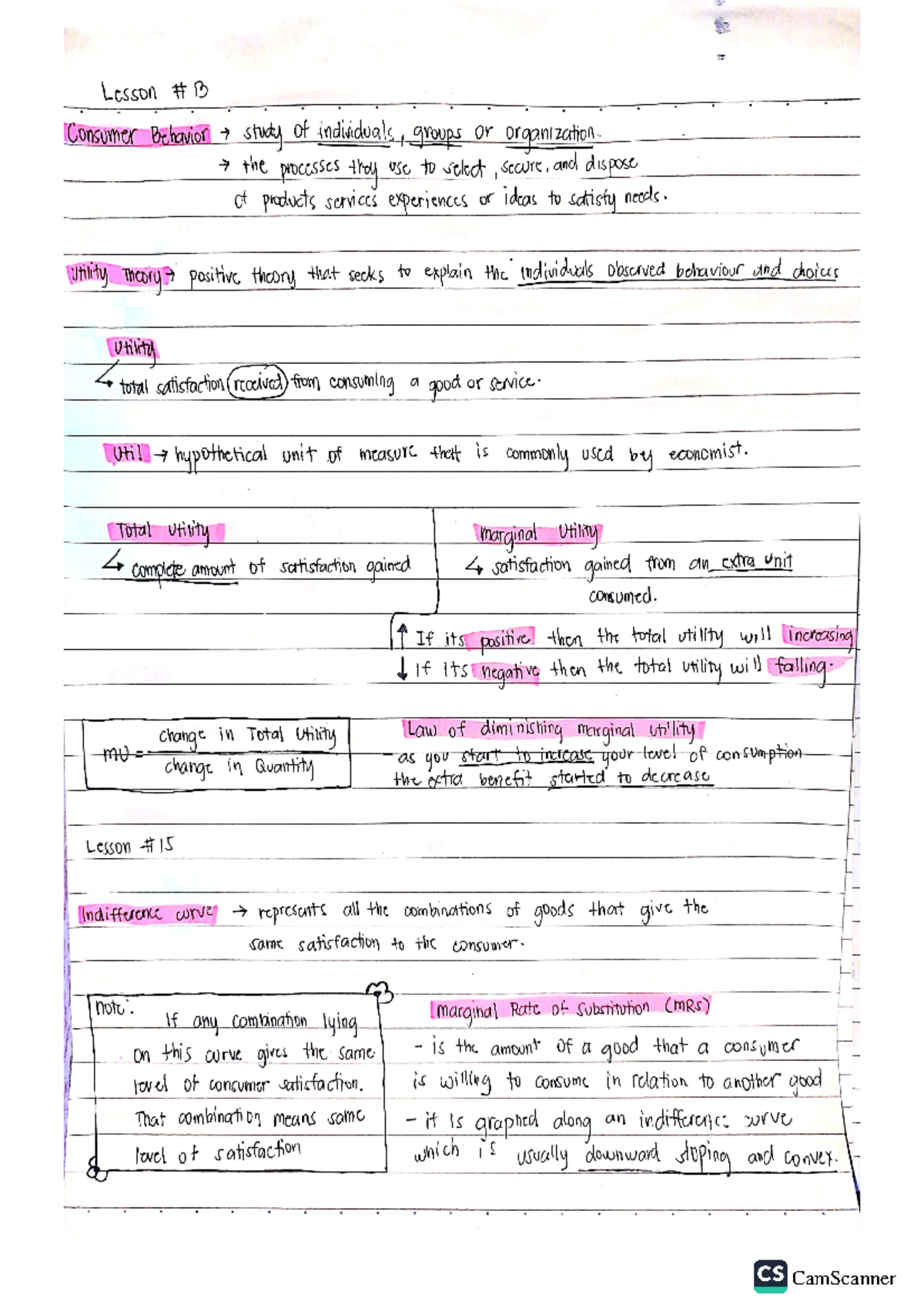 BAM 040 Notes 1315 - Lesson B Consumer Behavior study of individuals ...