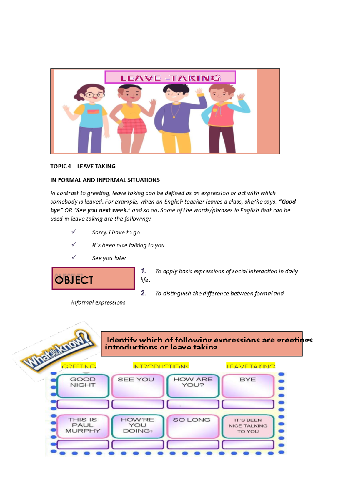 Topic 4 Leave Taking 10 - TOPIC 4 LEAVE TAKING IN FORMAL AND INFORMAL ...