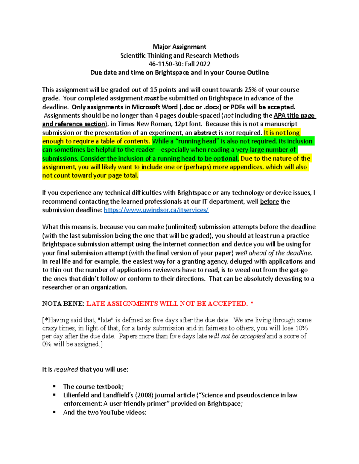 Major Assignment - Major Assignment Scientific Thinking and Research ...