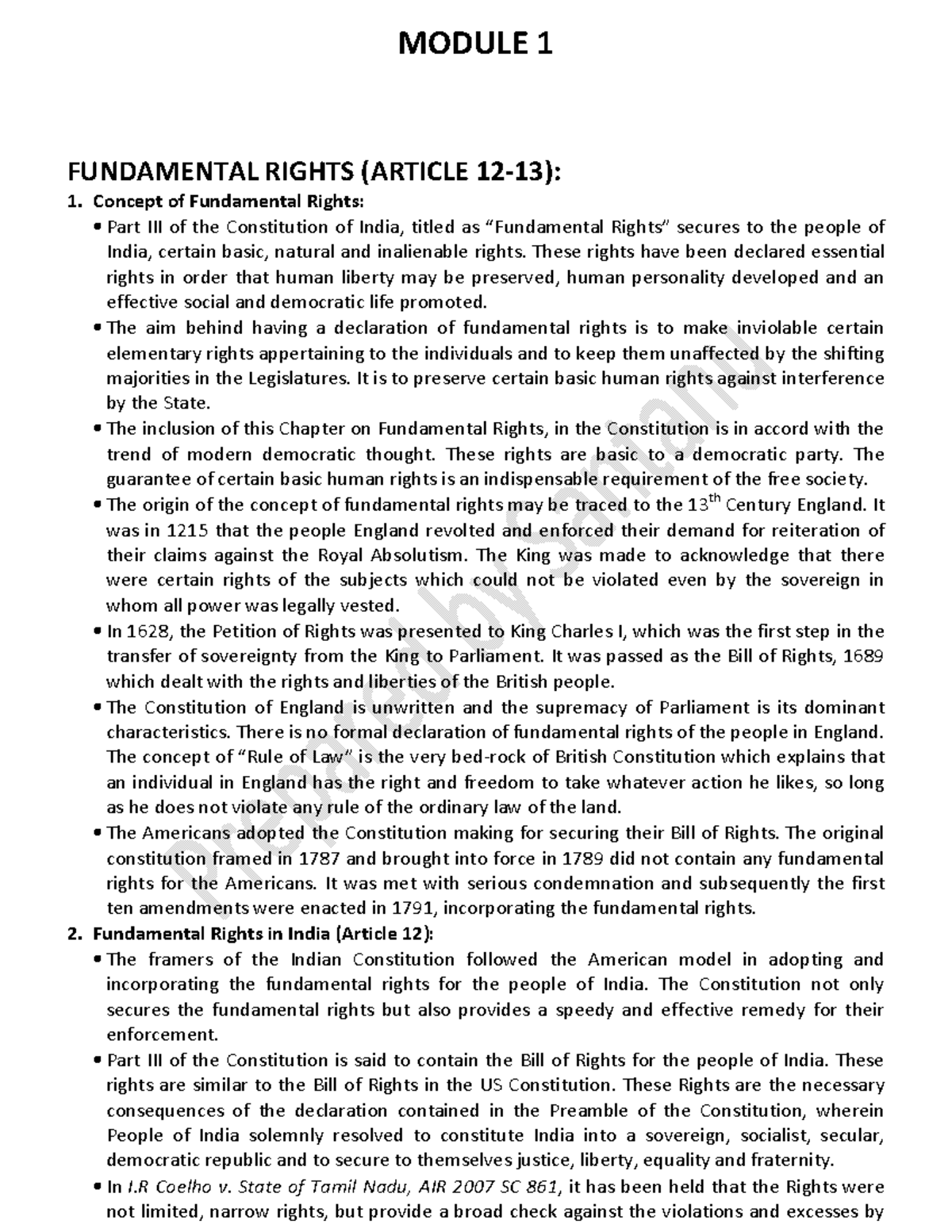 Coi mlc - goood note - MODULE 1 FUNDAMENTAL RIGHTS (ARTICLE 12-13 ...