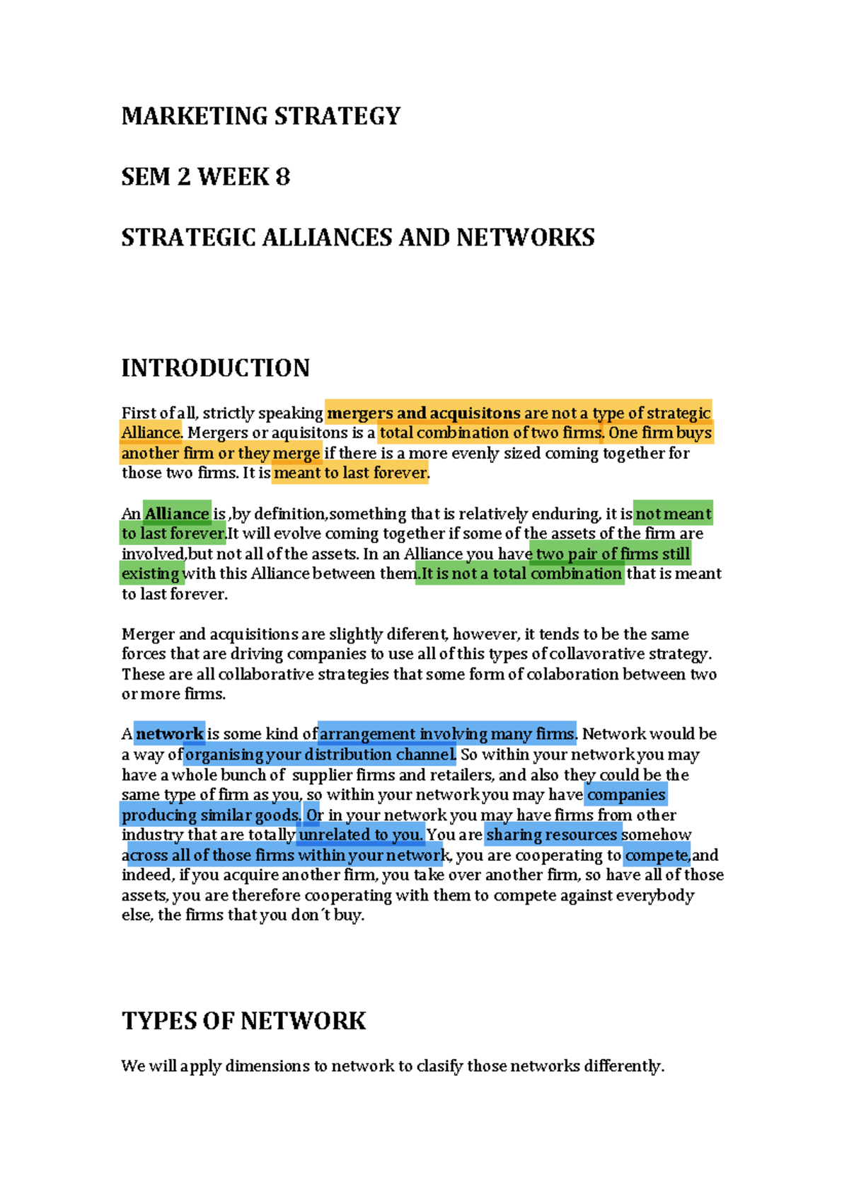 Marketing TEMA 8 - MARKETING STRATEGY SEM 2 WEEK STRATEGIC ALLIANCES ...