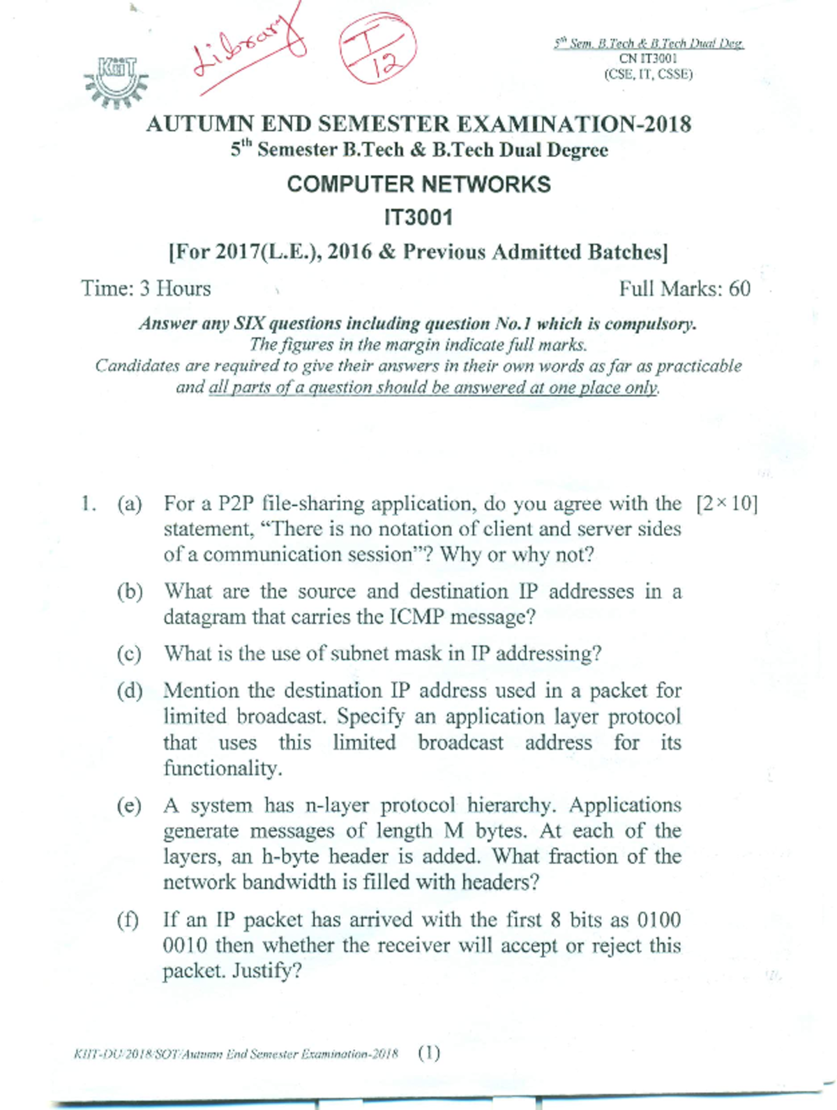 5th Semester Autumn End Sem2018 CN - Data Structures And Algorithms - Studocu