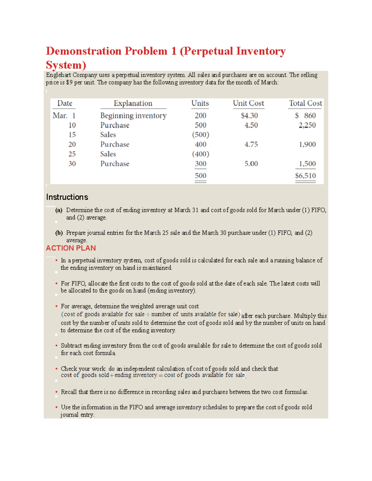 Chapter 6 Demonstration Problems - Demonstration Problem 1 (Perpetual ...
