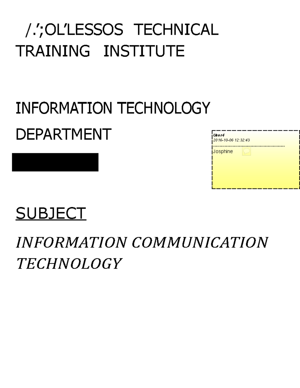 ICT Notes - they are helpful - /.’;OL’LESSOS TECHNICAL TRAINING ...