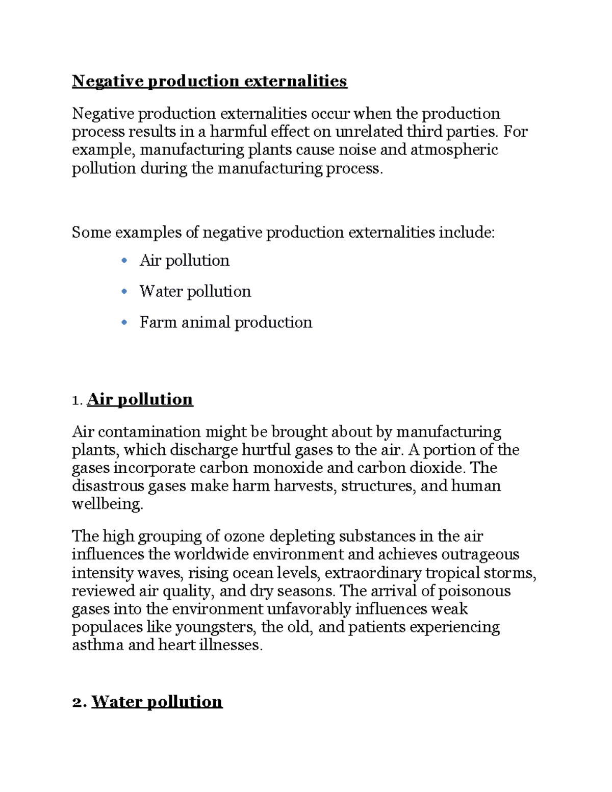 Negative production externalities - Negative production externalities ...