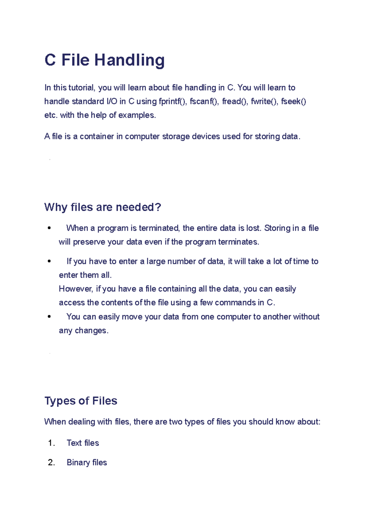 C File Handling Handle Standard I O In C Using Fprintf Fscanf