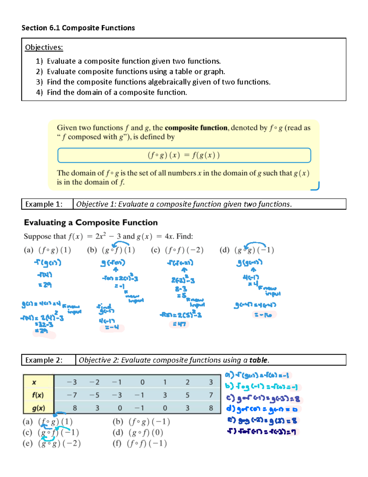 Unit IV 6.1 guided notes ( Compositions OF Functions) - Section 6 ...