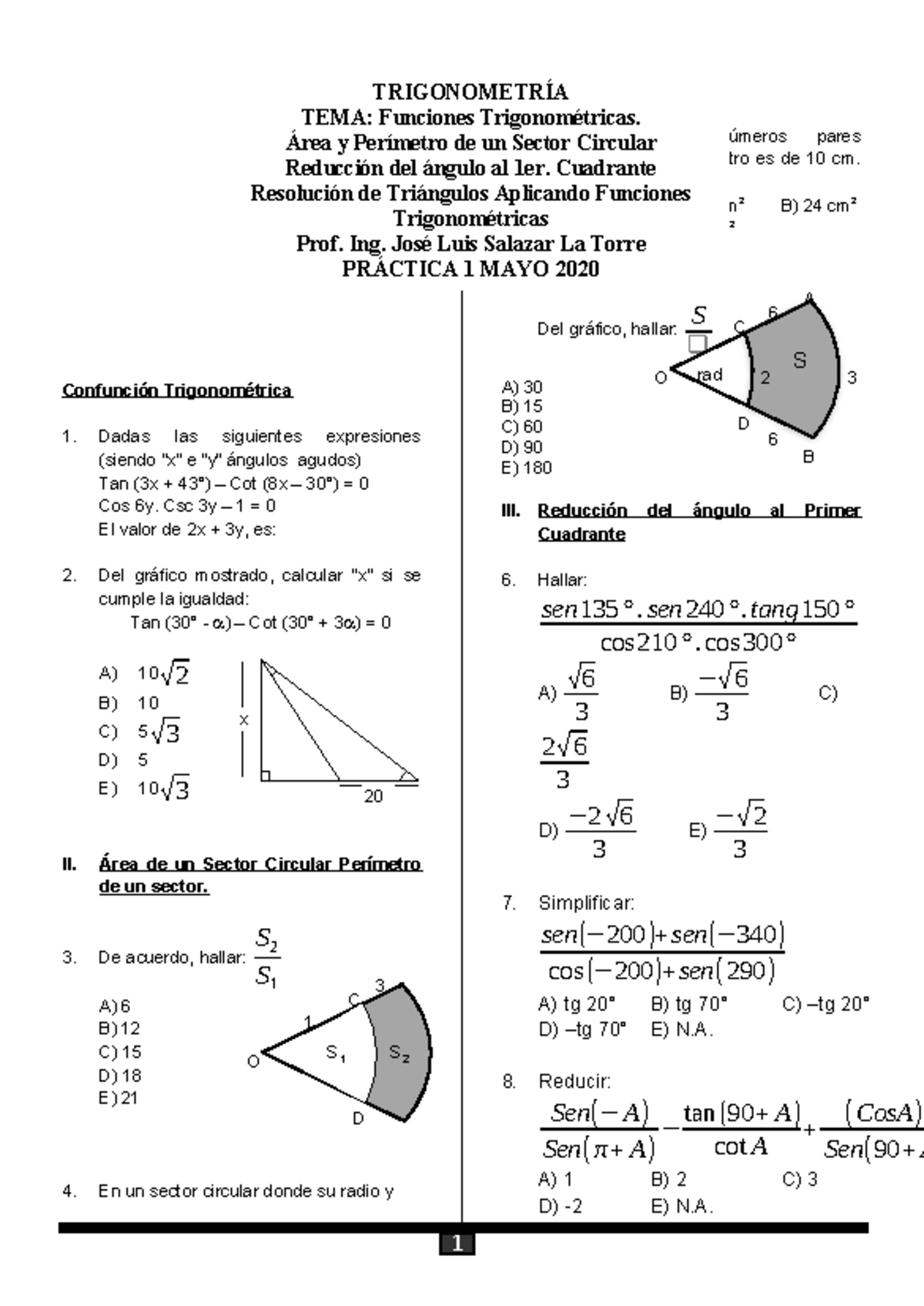 Trigonometría 1- Fun. trigo-Reduc. Mayo 2020 - Confunción ...