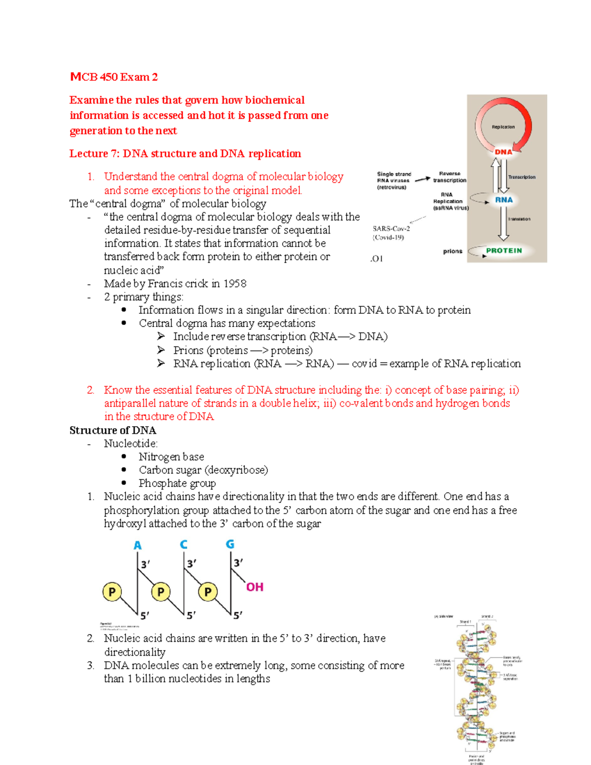 MCB 450 Exam 2 - Leaning objectives - MCB 450 Exam 2 Examine the rules ...
