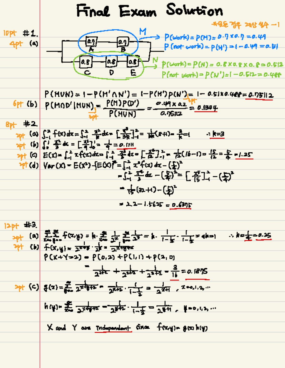 Final Exam Solution - 기말시험 족보 - Final Ex an Solution * - 1 101 # 1. 2t-gPM-7P ( work ) = P1M ...