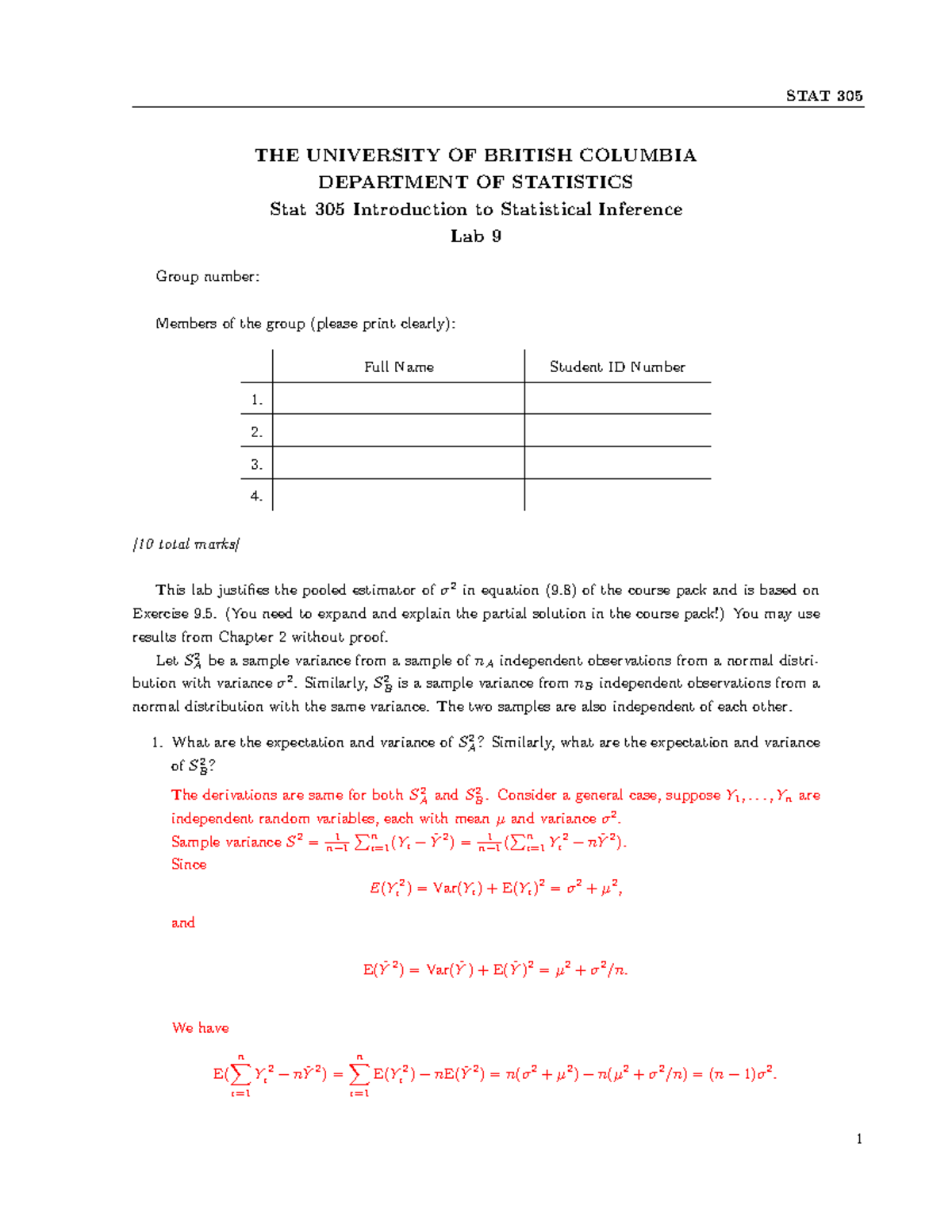 Stat305lab9Sol - lab - STAT 305 THE UNIVERSITY OF BRITISH COLUMBIA ...