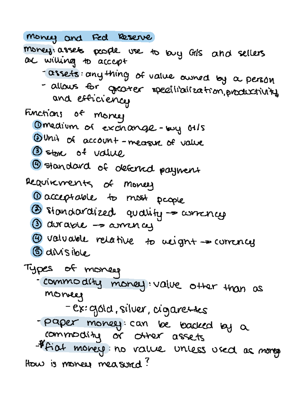 Lecture 19 - Money and Fed Reserve - Money and Fed Reserve money assets ...