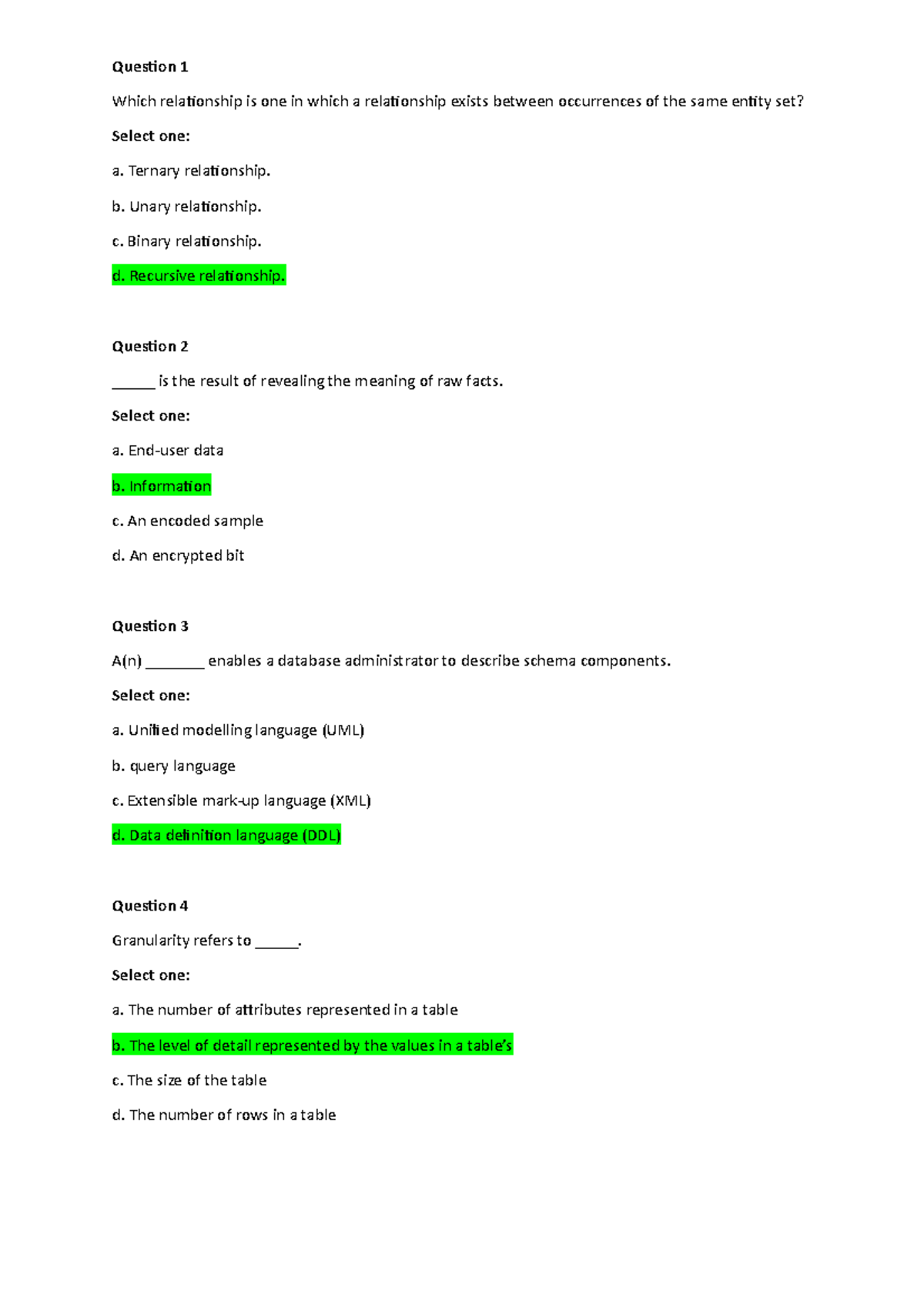 2022- Database Systems 600 Assignment 1 (Multiple-choice - Online ...