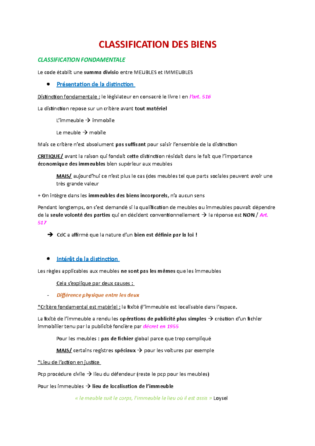 Classification DES Biens - CLASSIFICATION DES BIENS CLASSIFICATION ...