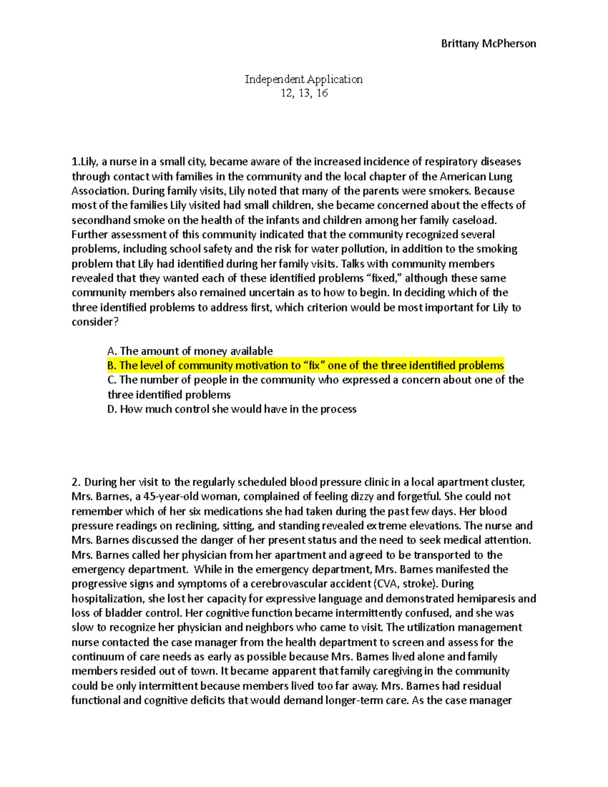 Independent Application week 12, 13, 16 - Brittany McPherson ...
