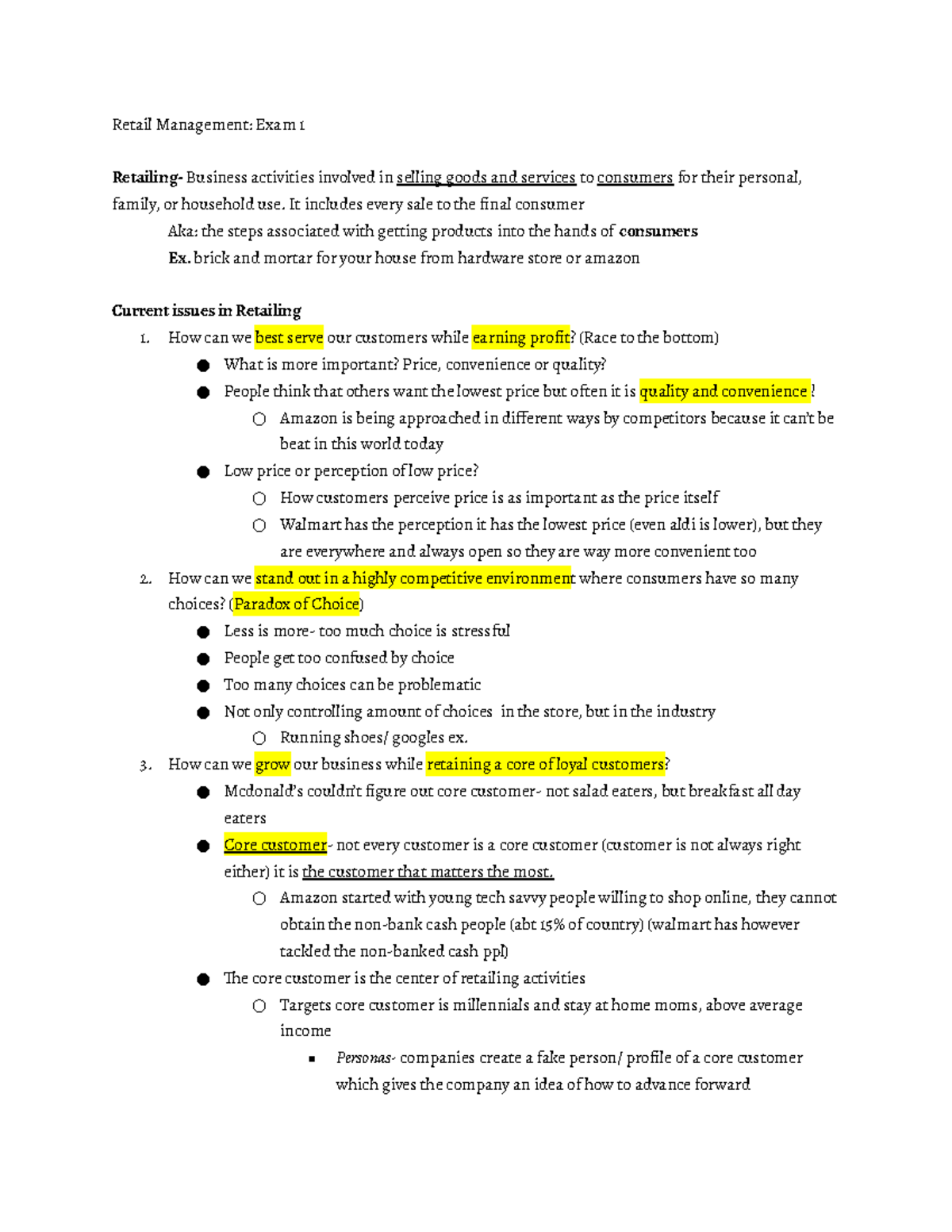 1. Retail Management - Lecture notes 1 - Retail Management: Exam 1 ...