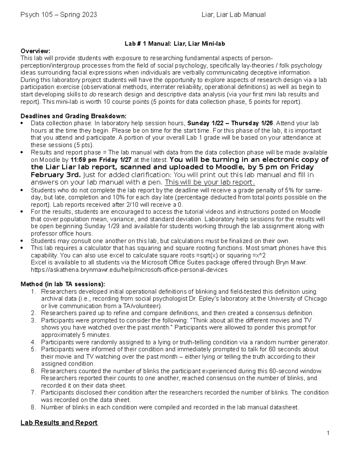 Liar Liar Manual Spring 2023 - Lab # 1 Manual: Liar, Liar Mini-lab ...