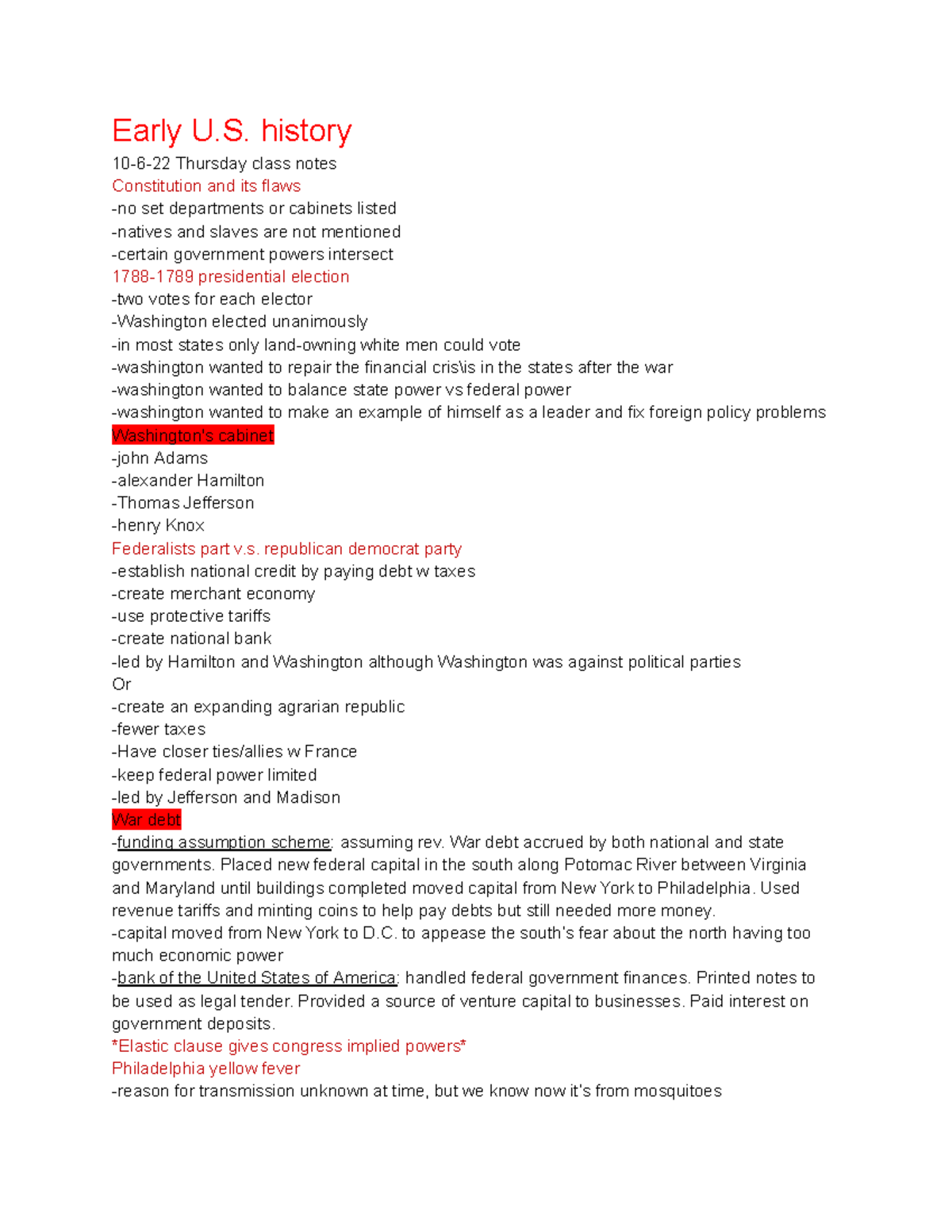 Early American History - Early U. history 10-6-22 Thursday class notes ...