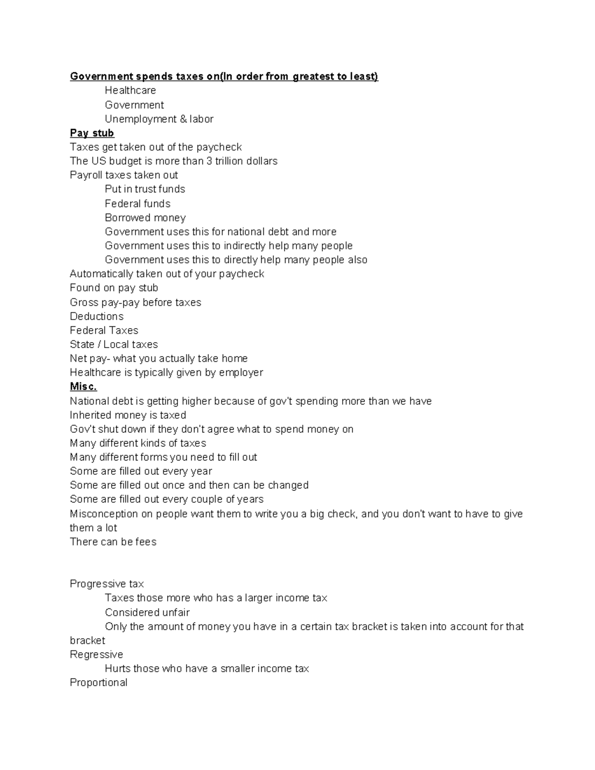 Taxes Notes - Government spends taxes on(In order from greatest to ...