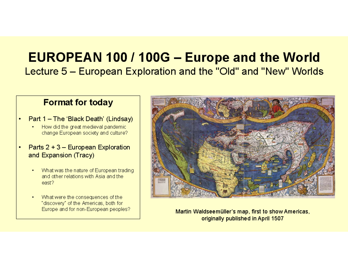 W5 Black Death - notes - EUROPEAN 100 / 100G – Europe and the World ...