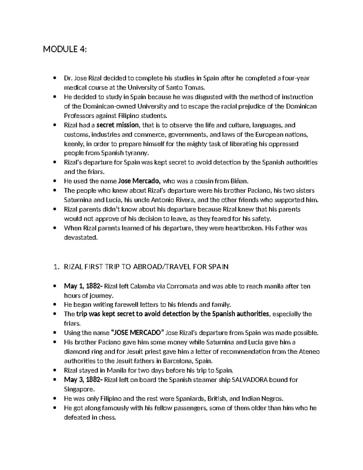 Module 4 RIZAL TOUR - MODULE 4: Dr. Jose Rizal decided to complete his studies in Spain after he ...