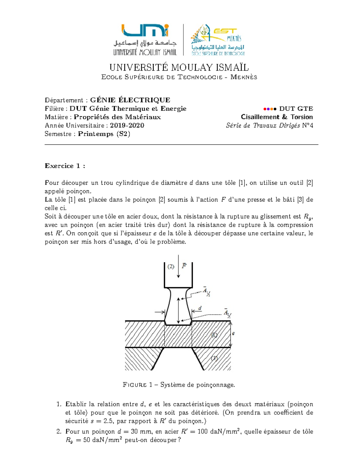 GTE S2 Prop Mat TD4 rahmoune - UNIVERSITÉ MOULAY ISMAÏL Ecole ...