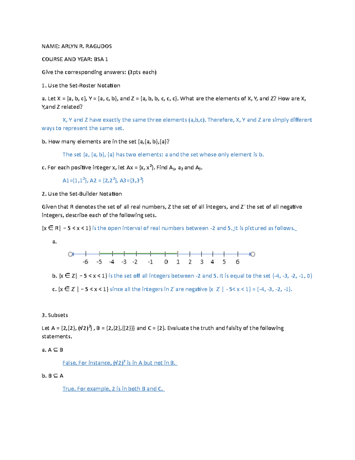 Arlyn Ragudos BSA1 MATH - NAME: ARLYN R. RAGUDOS COURSE AND YEAR: BSA 1 ...