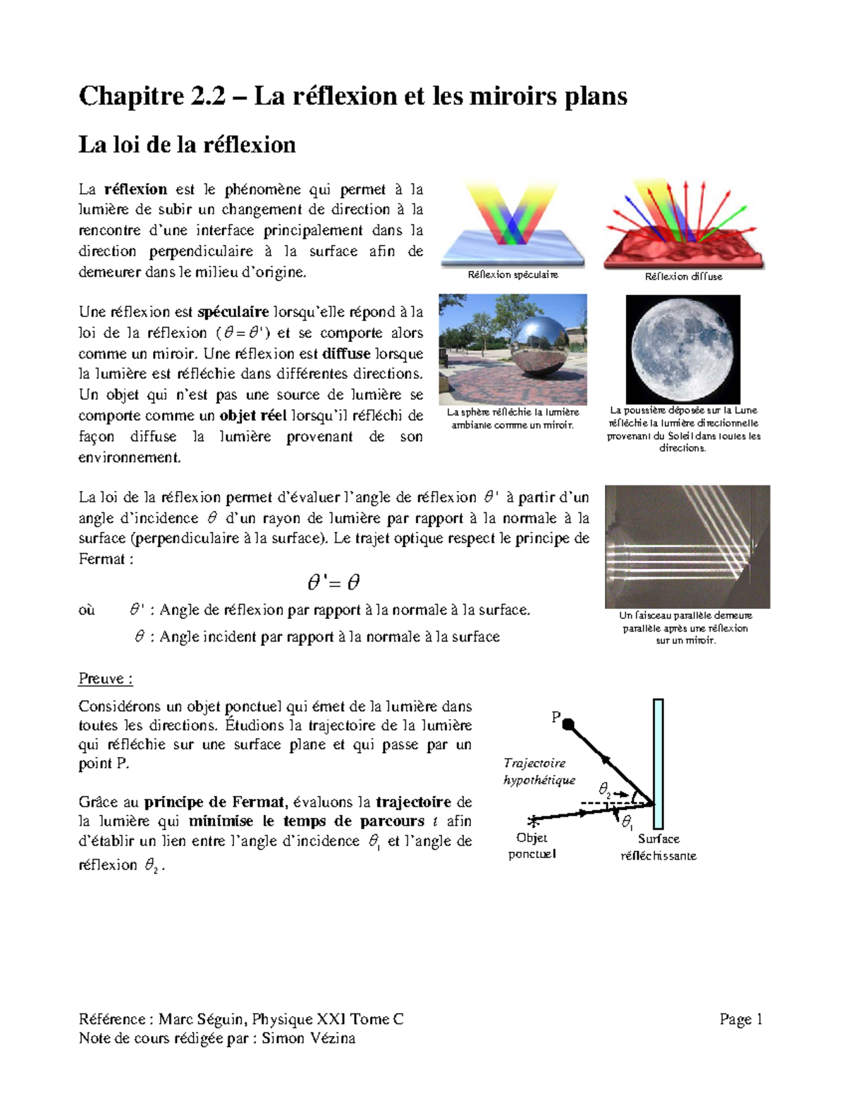 Chap 2.2 la réflexion et les miroirs plans - Chapitre 2 – La réflexion ...