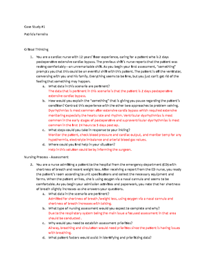 Week 1 notes - Critical Thinking Nursing Process, & Managing Care ...