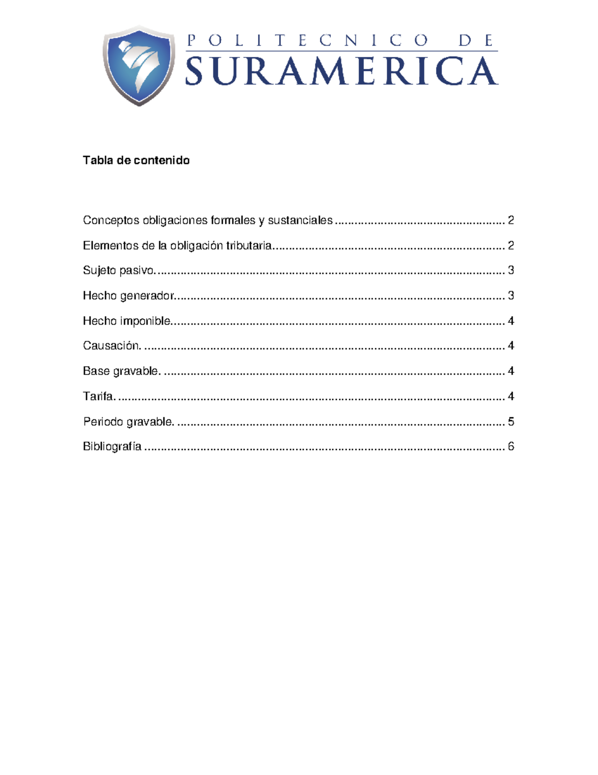 Conceptos obligaciones formales y sustanciales - Tabla de contenido ...