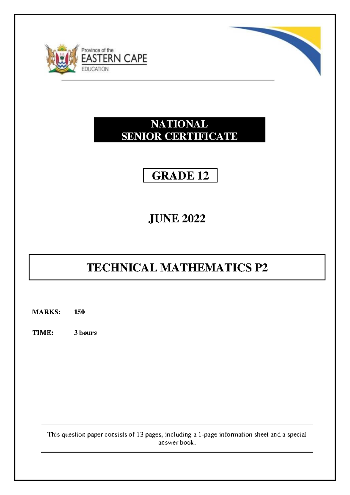 TECH Mathematics P2 GR12 QP JUNE 2022 English - NATIONAL SENIOR ...