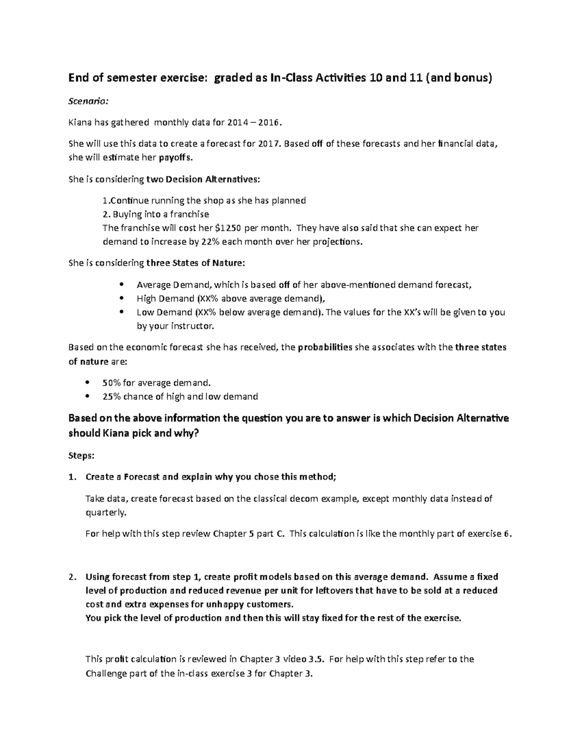Exercise 10 And 11 End Of Semester Exercise End Of Semester Exercise Graded As In Class