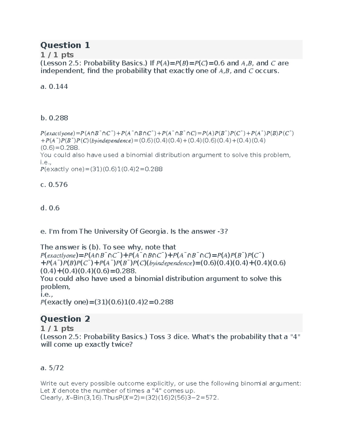 SIM - SIM questions practice - Question 1 1 / 1 pts (Lesson 2 ...