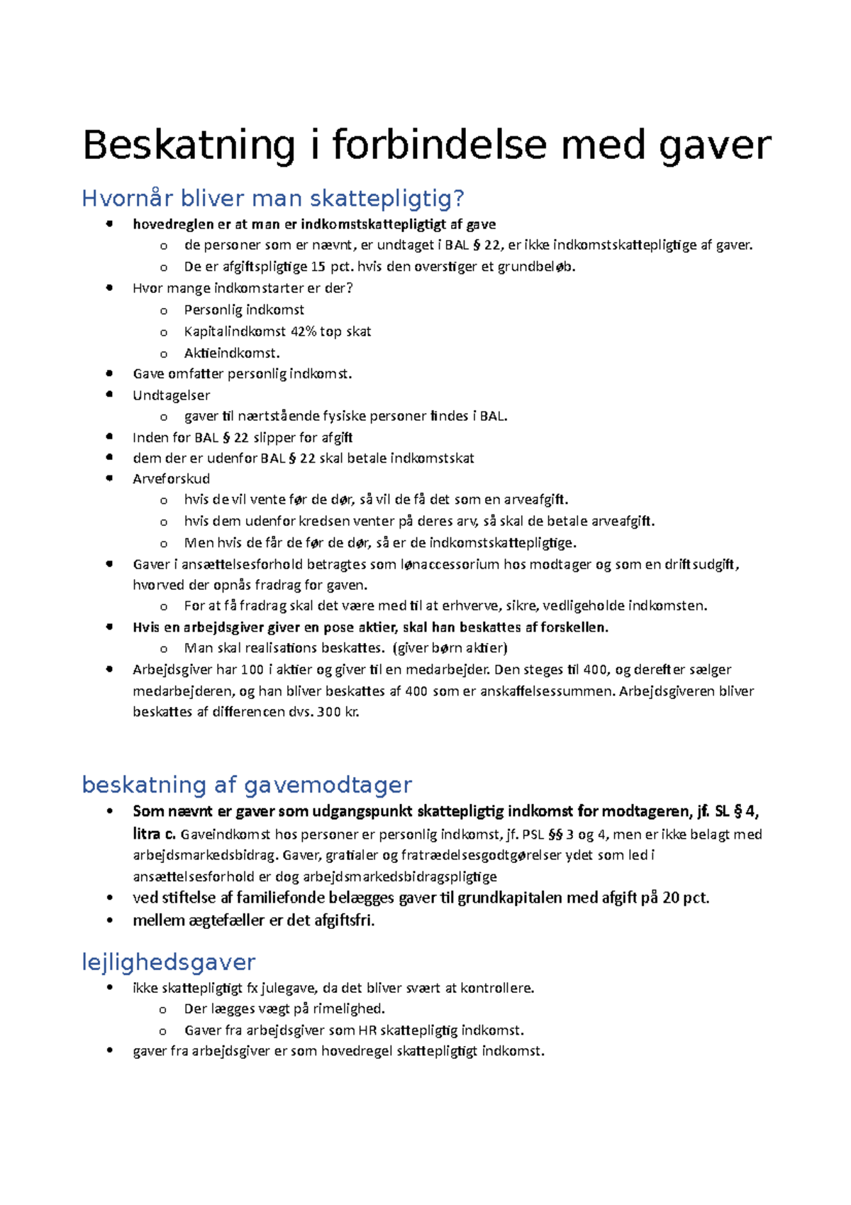 Beskatning i forbindelse med gaver - Beskatning i forbindelse med gaver ...