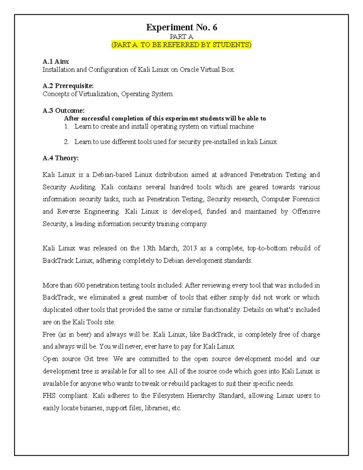 6 Experiment SS - Experiment No. 6 PART A (PART A: TO BE REFERRED BY ...