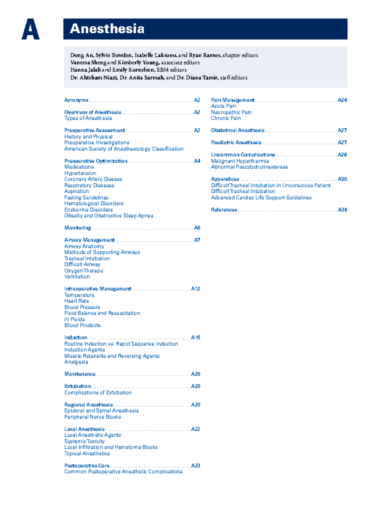 Toronto Notes Anaesthesiology - Anesthesia Dong An, Sylvie Bowden ...