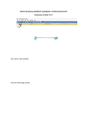 Laboratory Activity No 8 - CONFIGURING BASIC SWITCH SETTINGS Laboratory Activity No. 8 User ...
