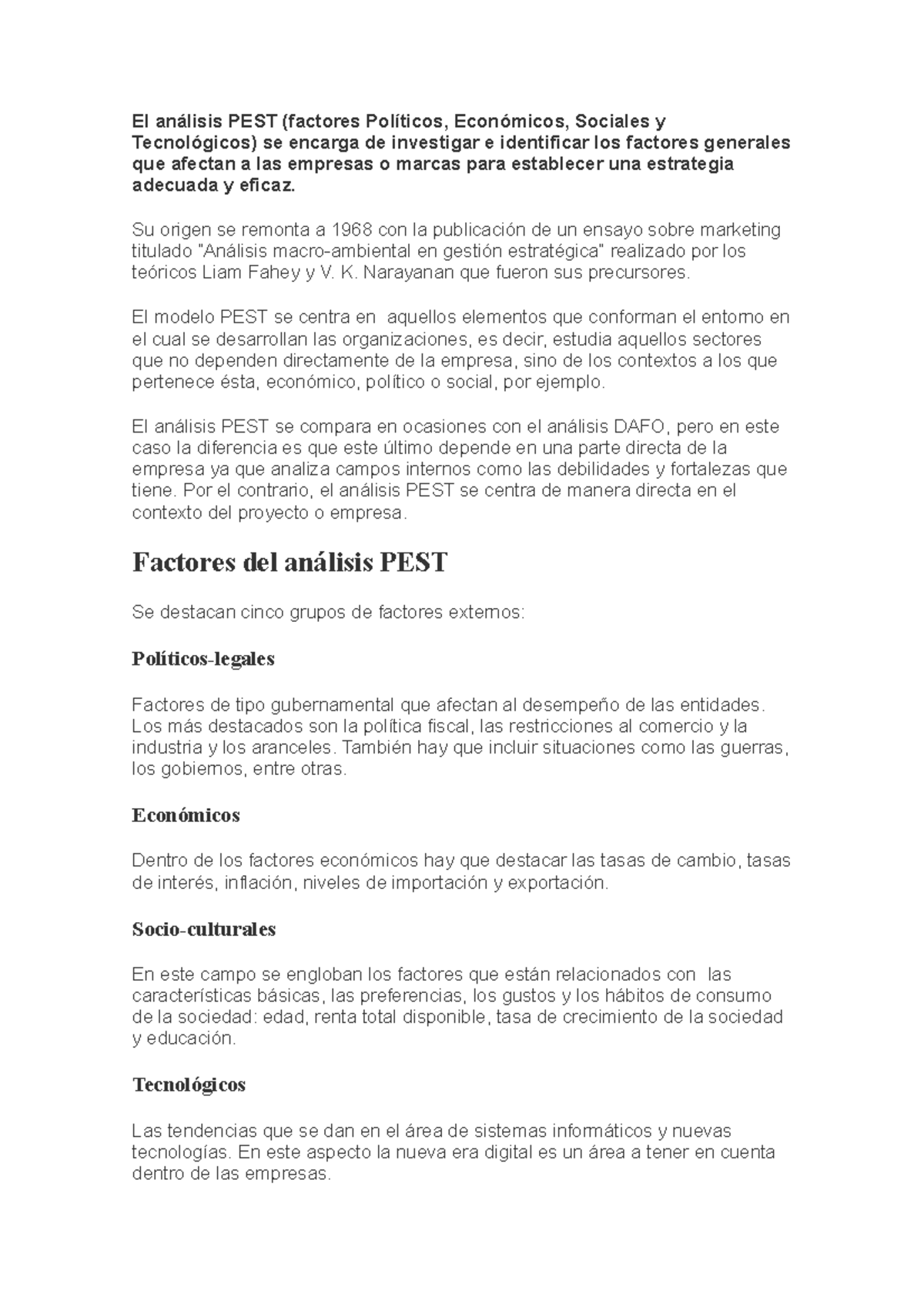 El análisis PEST - Apuntes - El análisis PEST (factores Políticos ...