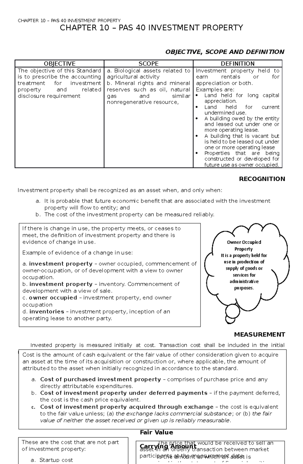 Conceptual Framework and Accounting Standards, Chapter 10 - PAS 40 ...