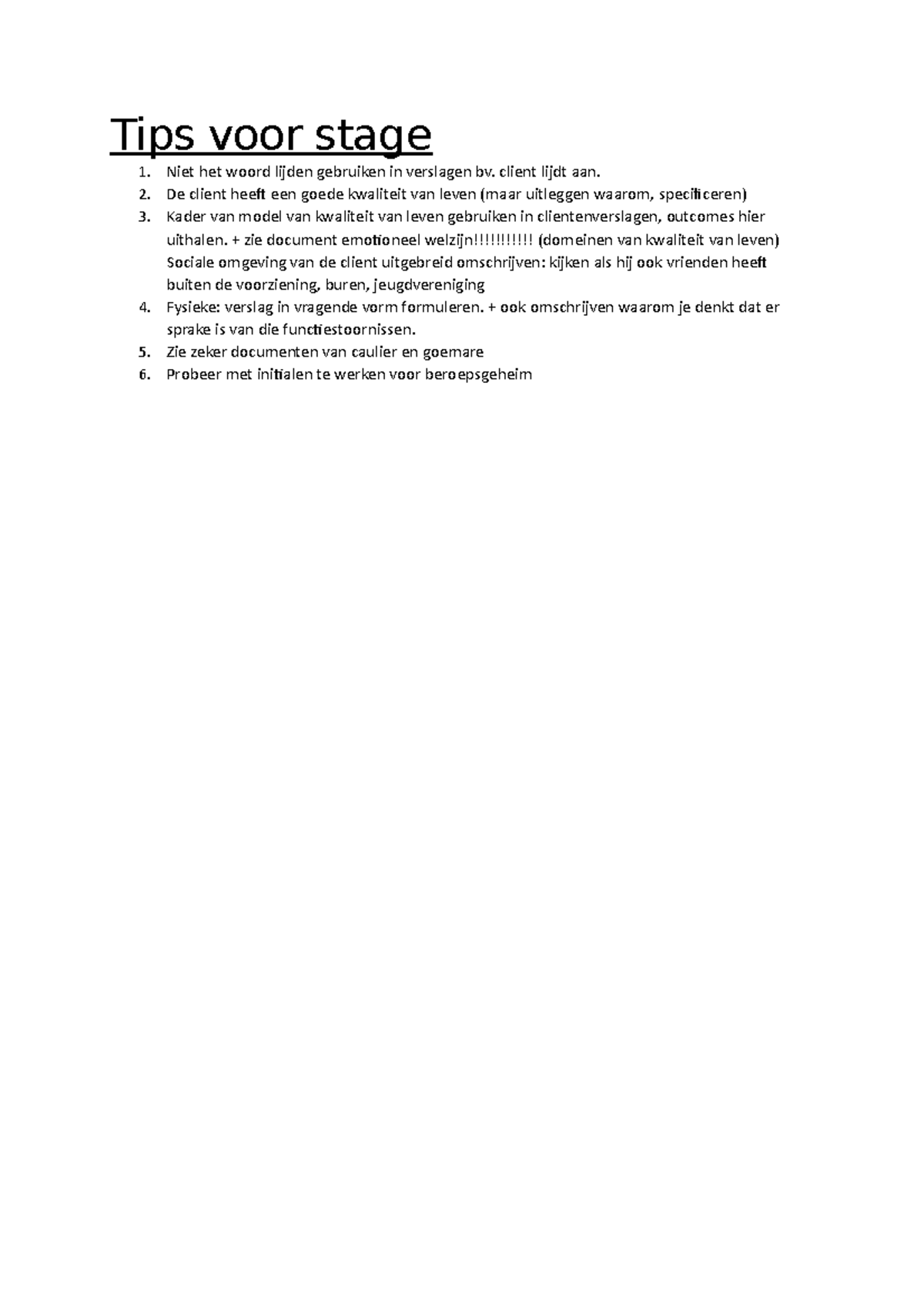 TIPS VOOR Stage - tips - Tips voor stage Niet het woord lijden ...