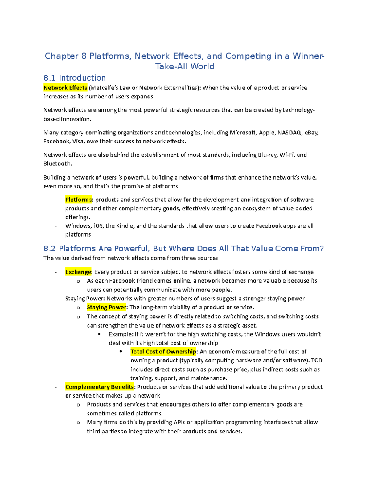 Chapter 8 Network Effects - Chapter 8 Platforms, Network Efects, and ...