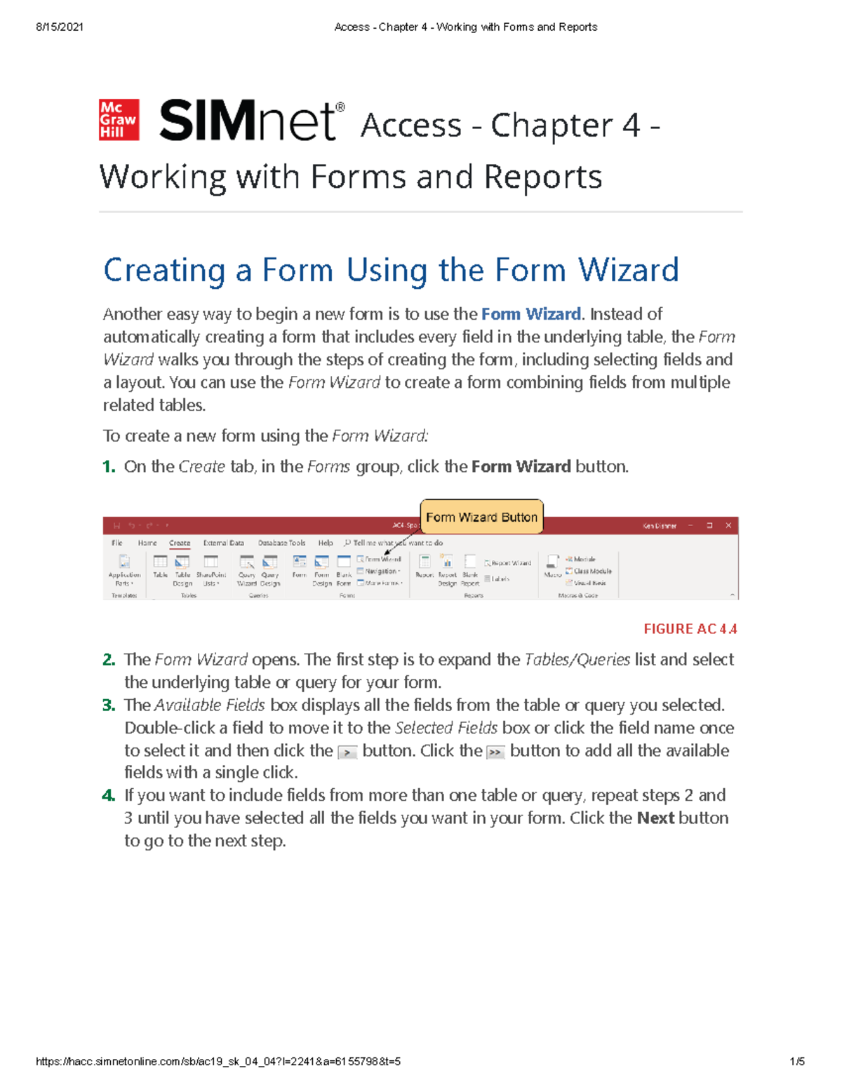 Access - Chapter 4 - using form wizard - Access - Chapter 4 - Working with Forms and Reports ...