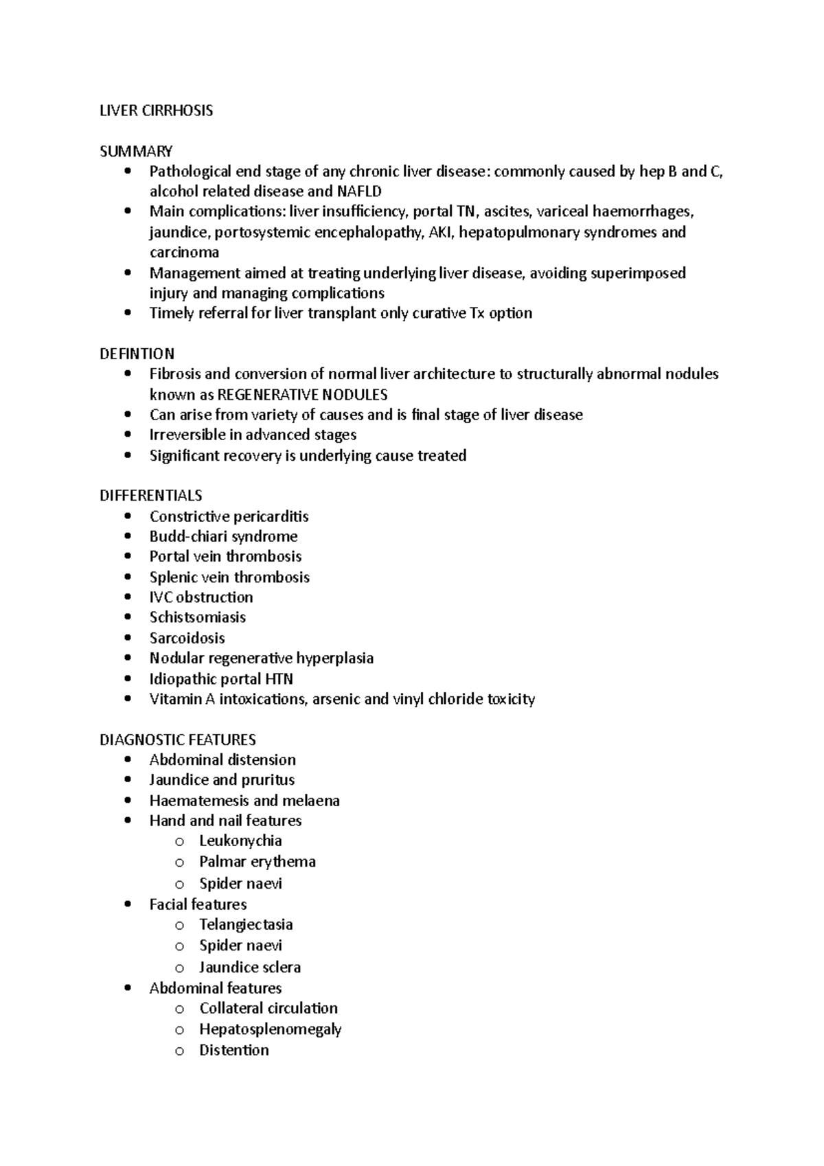 Liver Cirrhosis - LIVER CIRRHOSIS SUMMARY Pathological end stage of any ...